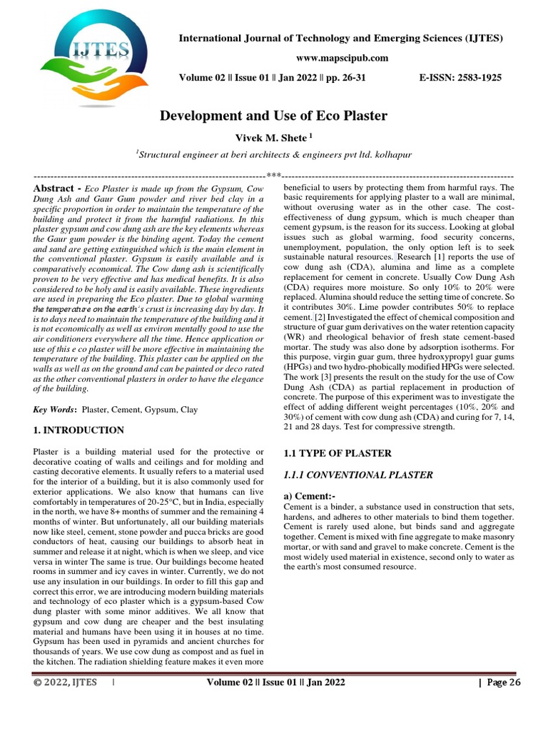 Development and Use of Eco Plaster | PDF | Plaster | Concrete