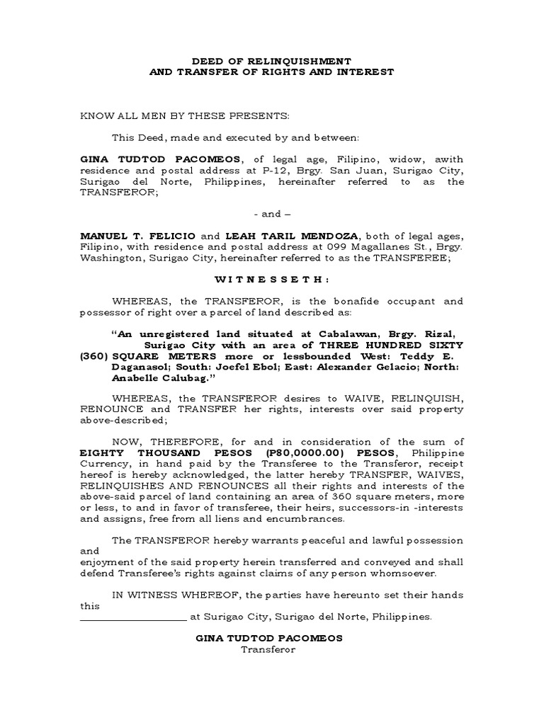 Deed of Relinquishment | PDF