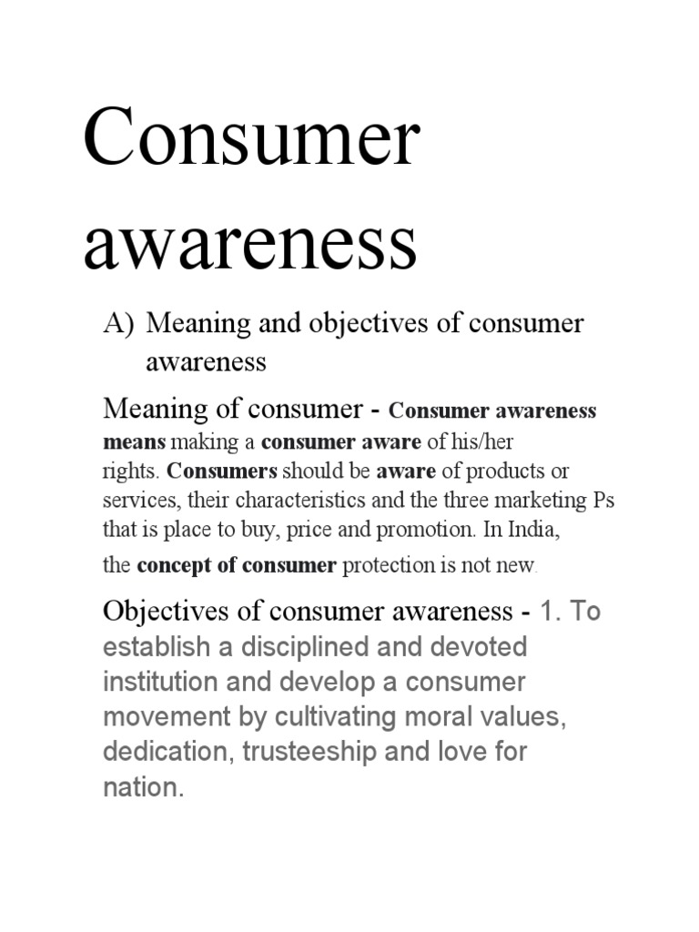 Consumer Awareness | PDF