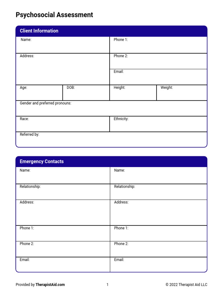 Psychosocial Assessment | PDF