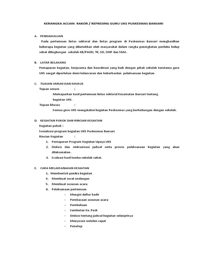 KAK Rakor Guru UKS | PDF | Karier & Perkembangan