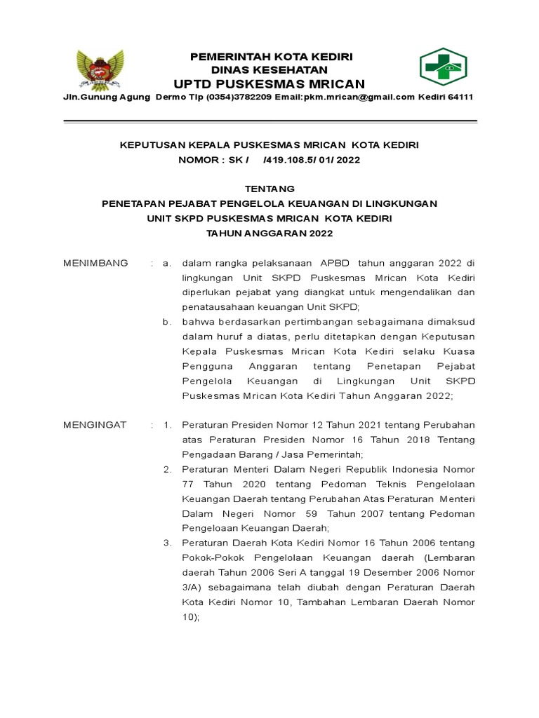 Sk Ppk Dan Pptk 2022 Mrican Pdf