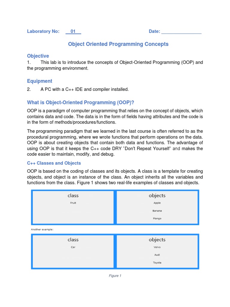 Av223 Lab01 Classesandobjects Pdf Object Oriented Programming Class Computer Programming