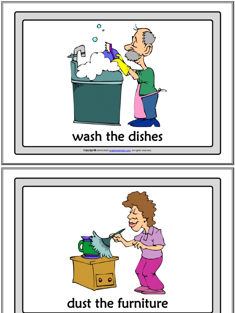Household Chores Vocabulary Esl Printable Flashcards With Words For ...