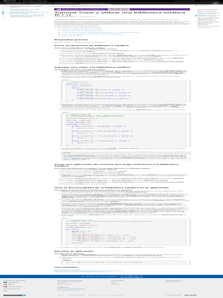 Tutorial - Crear y Utilizar Una Biblioteca Estática C++ | PDF