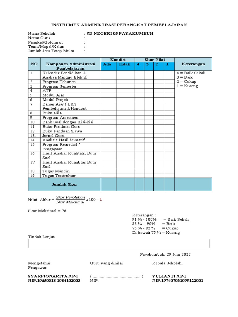 Instrumen Supervisi Perangkat Ikm | PDF