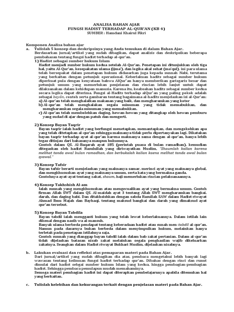 Analisa Bahan Ajar Modul 4 KB 4 | PDF