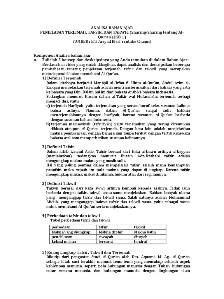 Analisa Bahan Ajar Modul 4 KB 1 | PDF