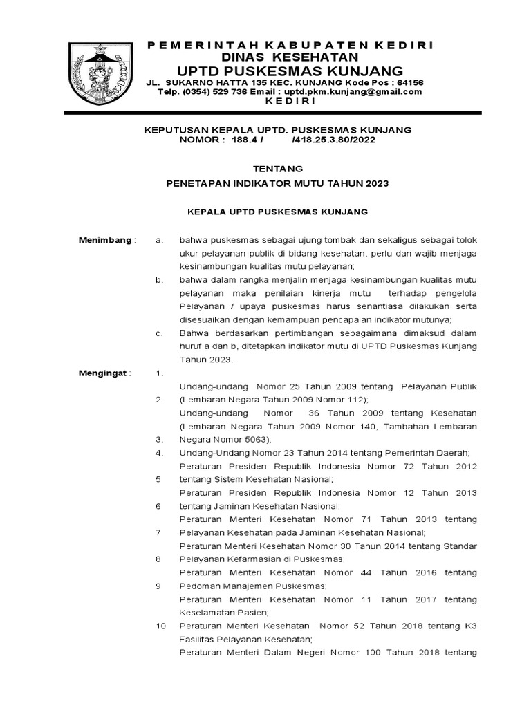 SK Indikator Mutu 2023 | PDF