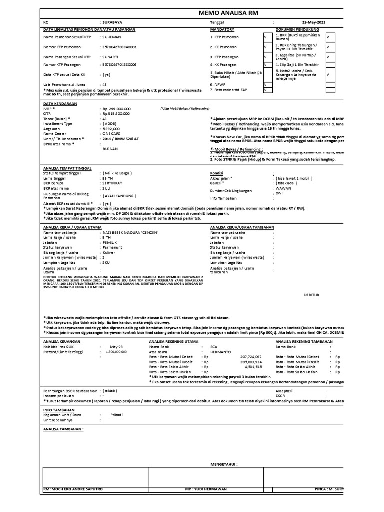 Memo Analisa RM New-1 | PDF