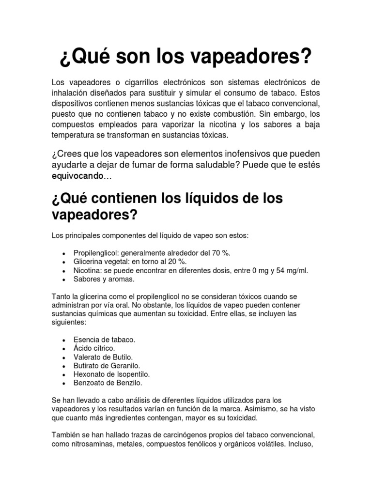 Qué Son Los Vapeadores | PDF | Cigarrillo electrónico | Nicotina