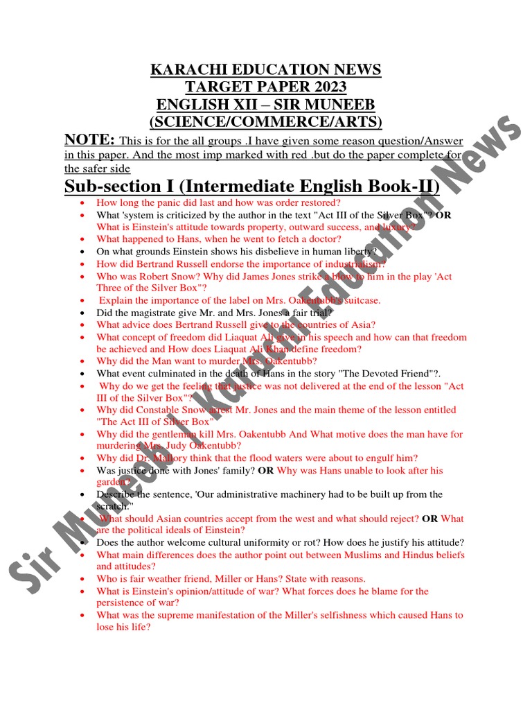 English Target Paper 2023 by Sir Muneeb All Groups-1 | PDF