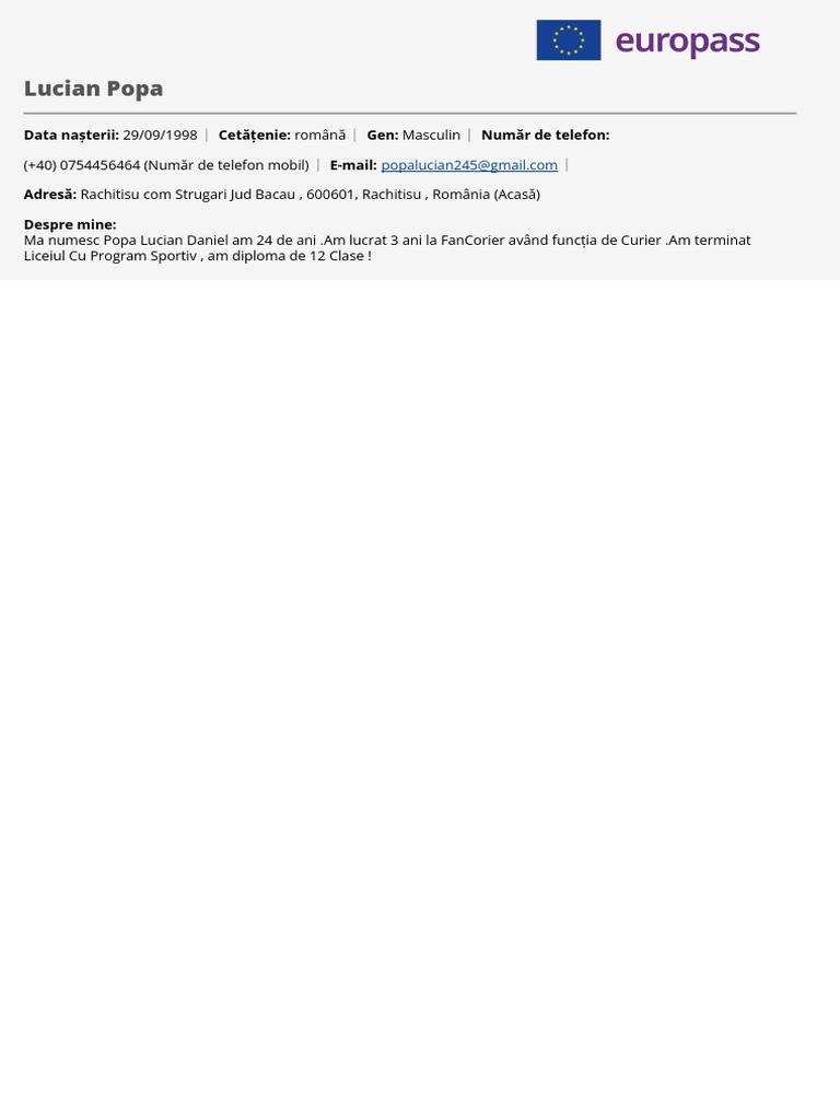 CV - Lucian Popa | PDF