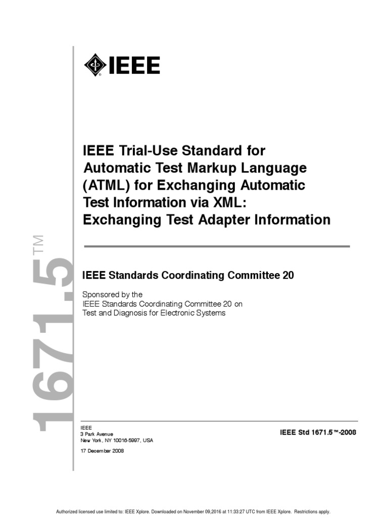 Ieee Trialuse Standard For Automatic Test Markup Language Atml F Pdf Xml Schema Xml 