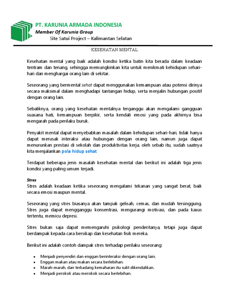 Kesehatan Mental | PDF | Pengembangan Diri