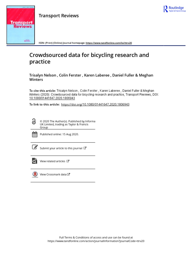 Crowdsourced Data For Bicycling Research and Pract | PDF | Social Media ...