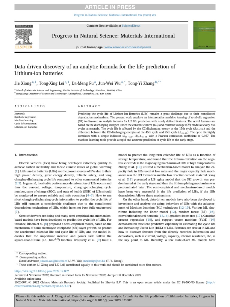 2023 Data Driven Discovery of An Analytic Formula For The Life ... 2023 Data Driven Discovery of An Analytic Formula For The Life ...