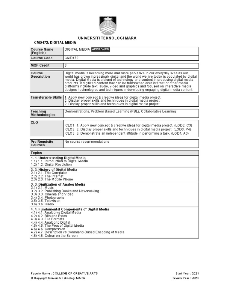 Course DIGITAL MEDIA | PDF