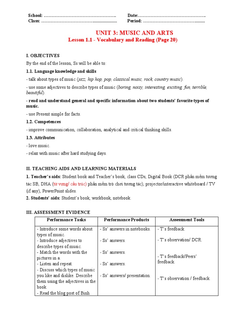 UNIT 3 - LESSON 1 - PART 1 - Vocabulary and Reading | PDF