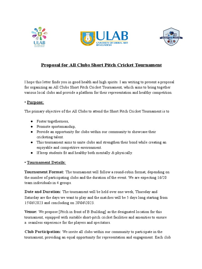 UIGC-Short Pitch Cricket Tournament Proposal | PDF | Recycling | Waste