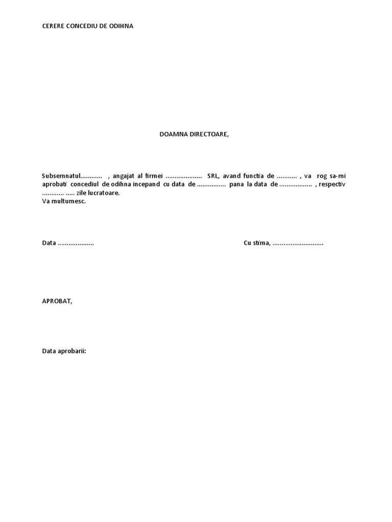 Cerere Concediu 2023 | PDF