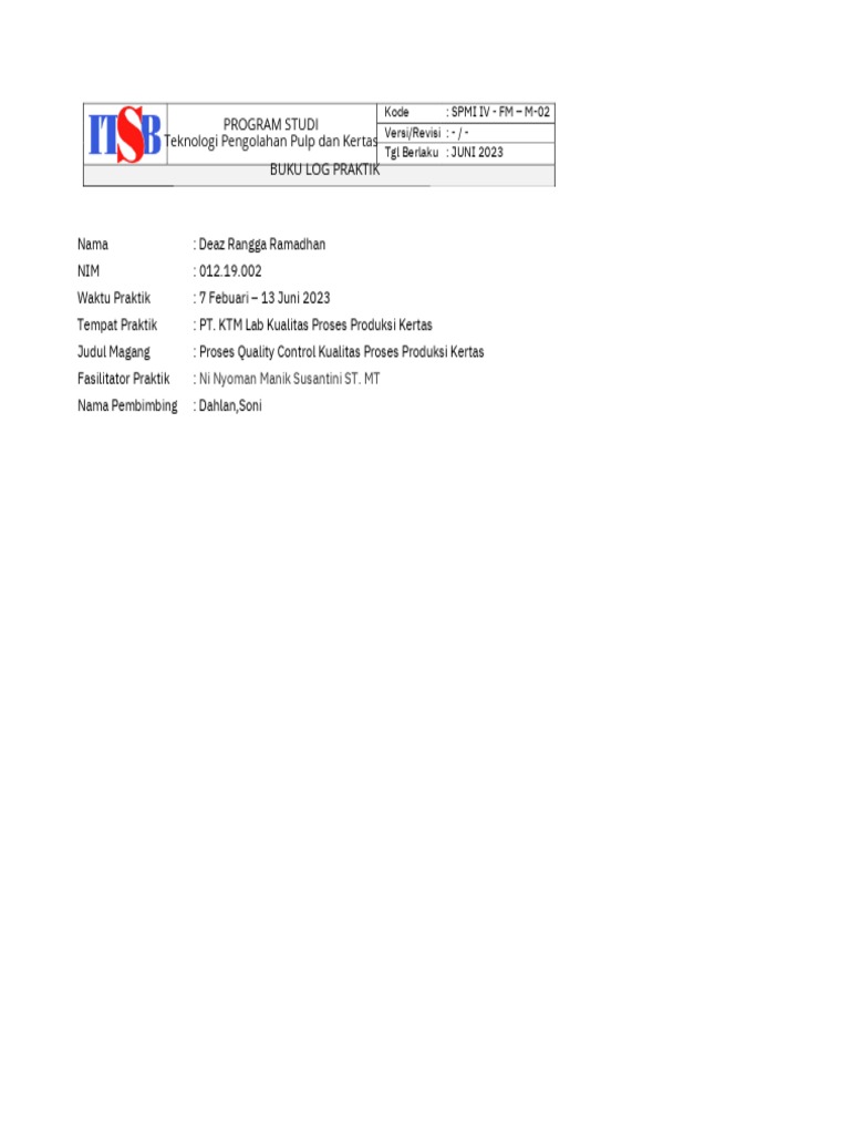 Logbook KP Magang Dan PKL | PDF