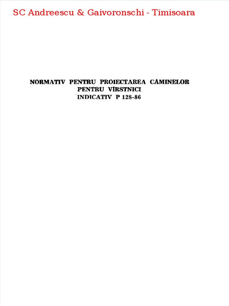 P128-1986 - Normativ Proiectare Camine Varstnici | PDF