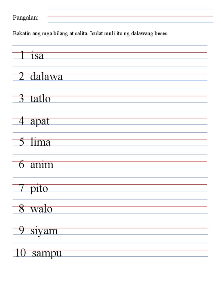 Mga Salitang Bilang | PDF