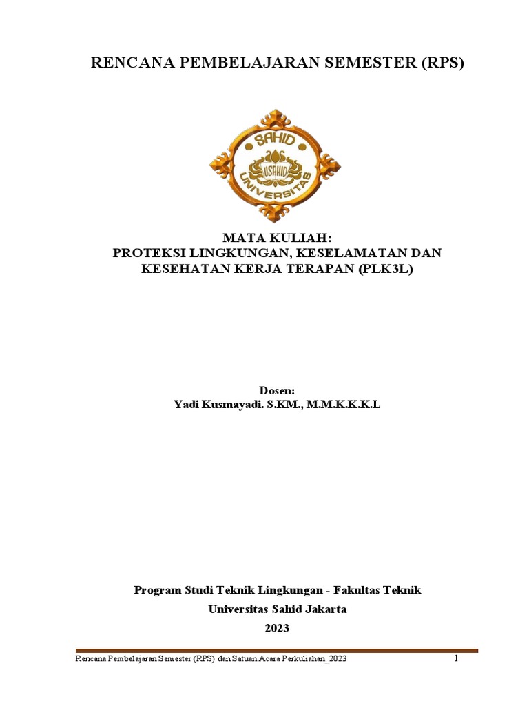 RPS Proteksi Lingkungan & K3 | PDF | Komputer