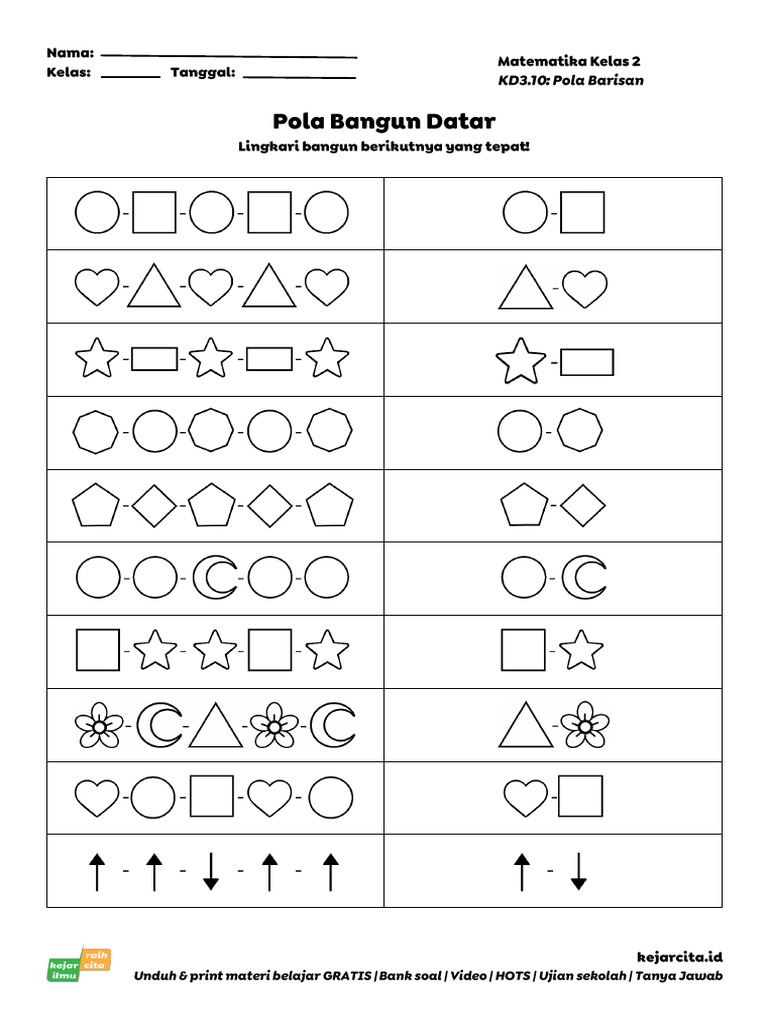 KD 3.10-Pola Barisan Bangun Datar (Soal) | PDF