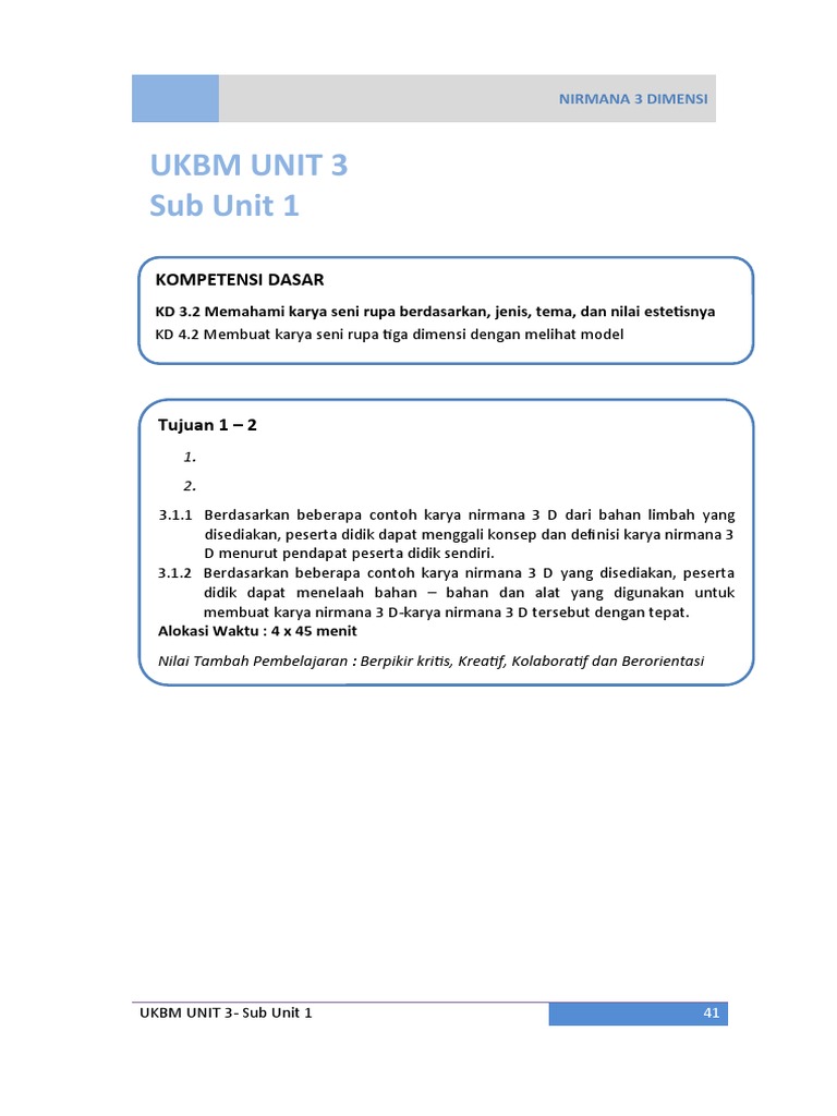 UKBM UNIT 3 - Sub Unit 1 - RL | PDF