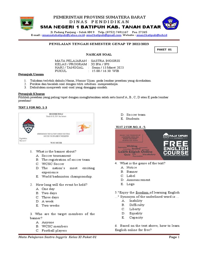 PTS Sasing XI (01) | PDF