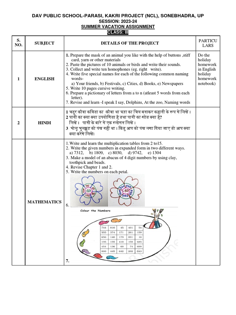 Class 3 Summer Assignment | PDF | Foreign Language Studies