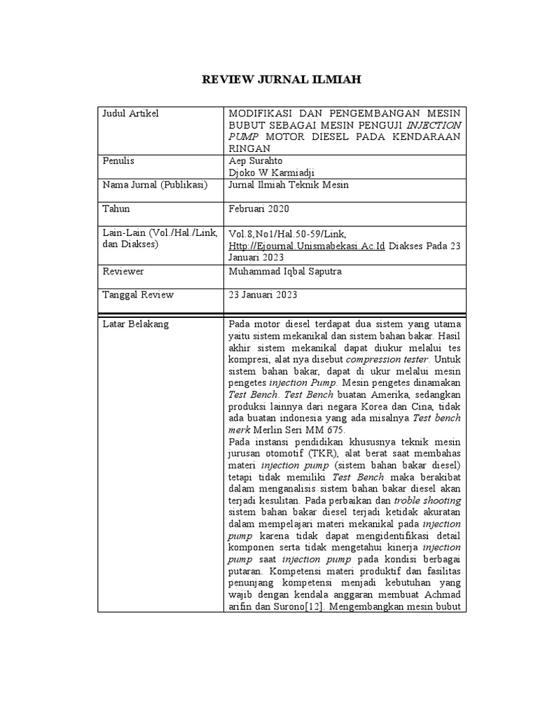 Tabel Review Jurnal Ilmiah - Muhammad Iqbal Saputra - 1MB | PDF