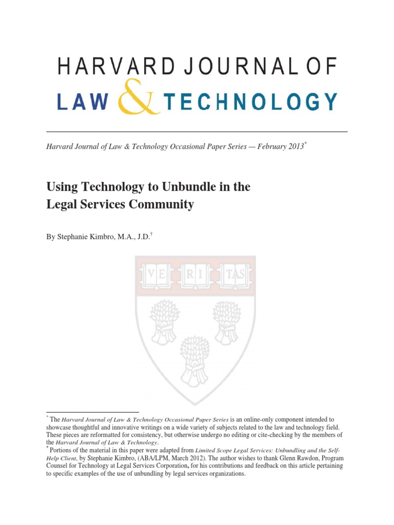 Using Technology To Unbundle in The Legal Services Community | PDF ...