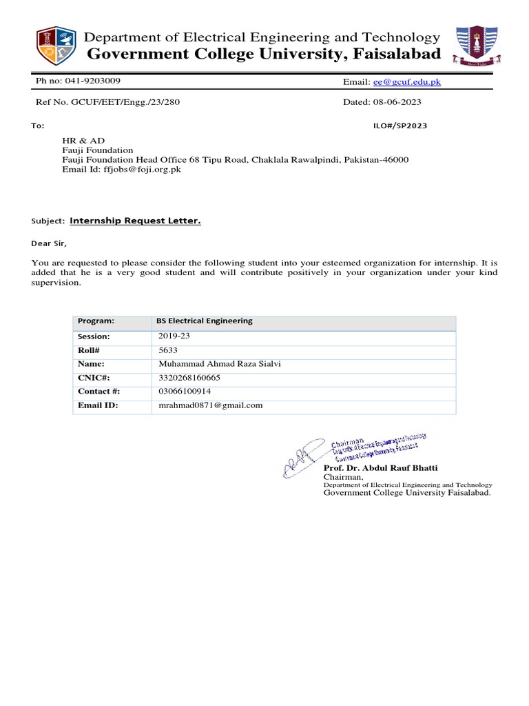 Internship Letter | PDF