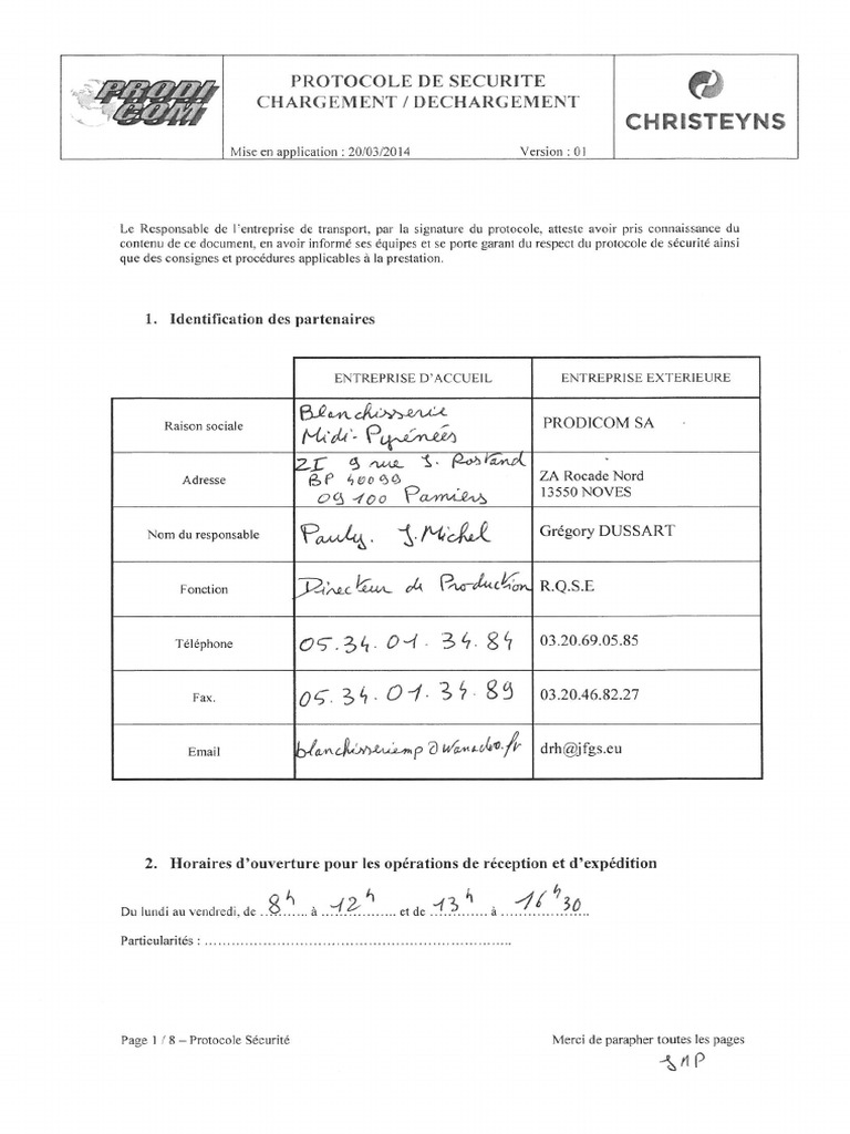 Annexe 4 - Chrystens-Protocole chargement_dechargement | PDF