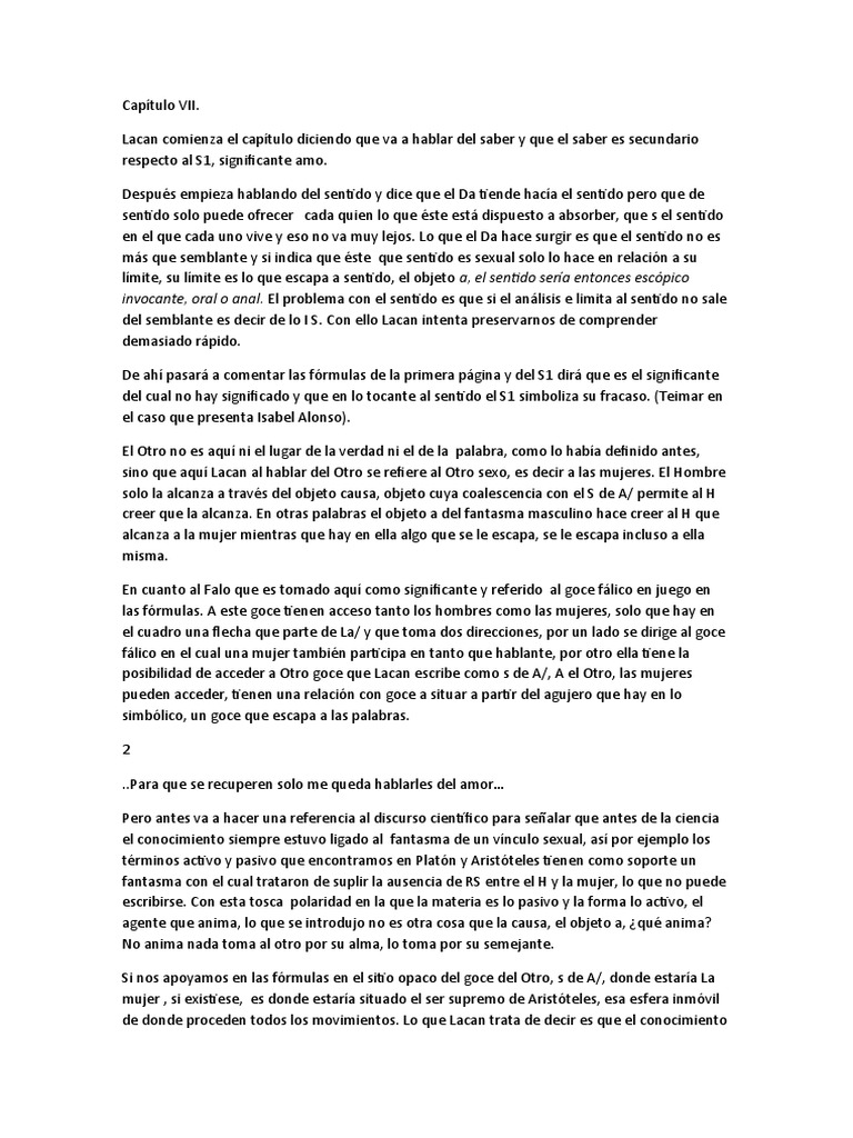 Capítulo VII-Encore (Autoguardado) | PDF | Jacques Lacan | Amor
