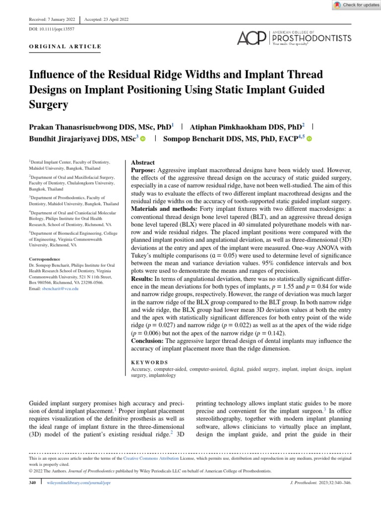 Thanasrisuebwong - Influence of The Residual Ridge Widths and Implant ...