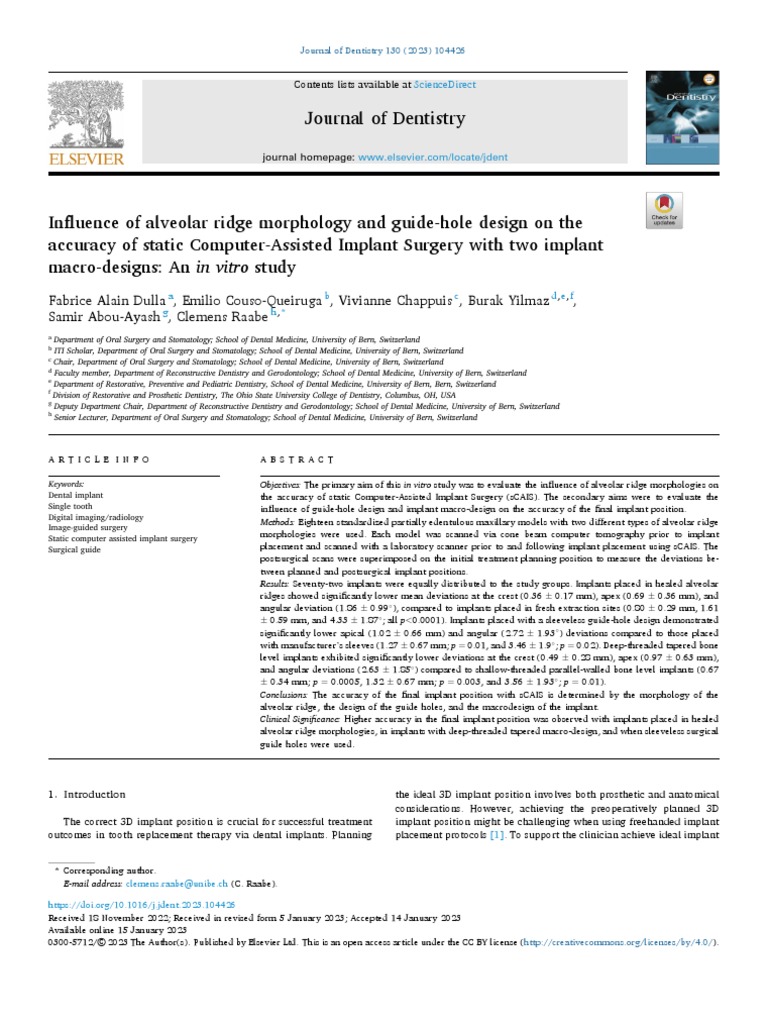 Influence of Alveolar Ridge Morphology and Guide-Hole Design On The | PDF