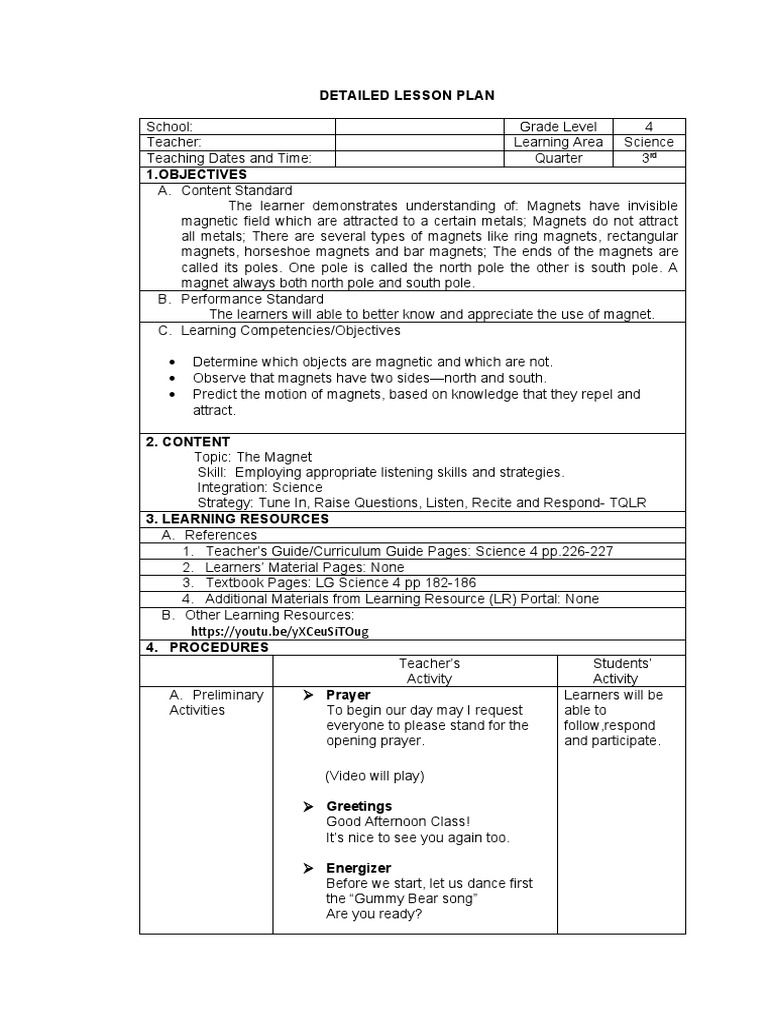 Detailed Lesson Plan | PDF