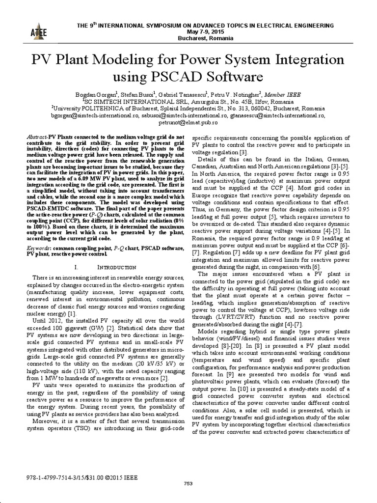 PV Modeling in PSCAD | PDF