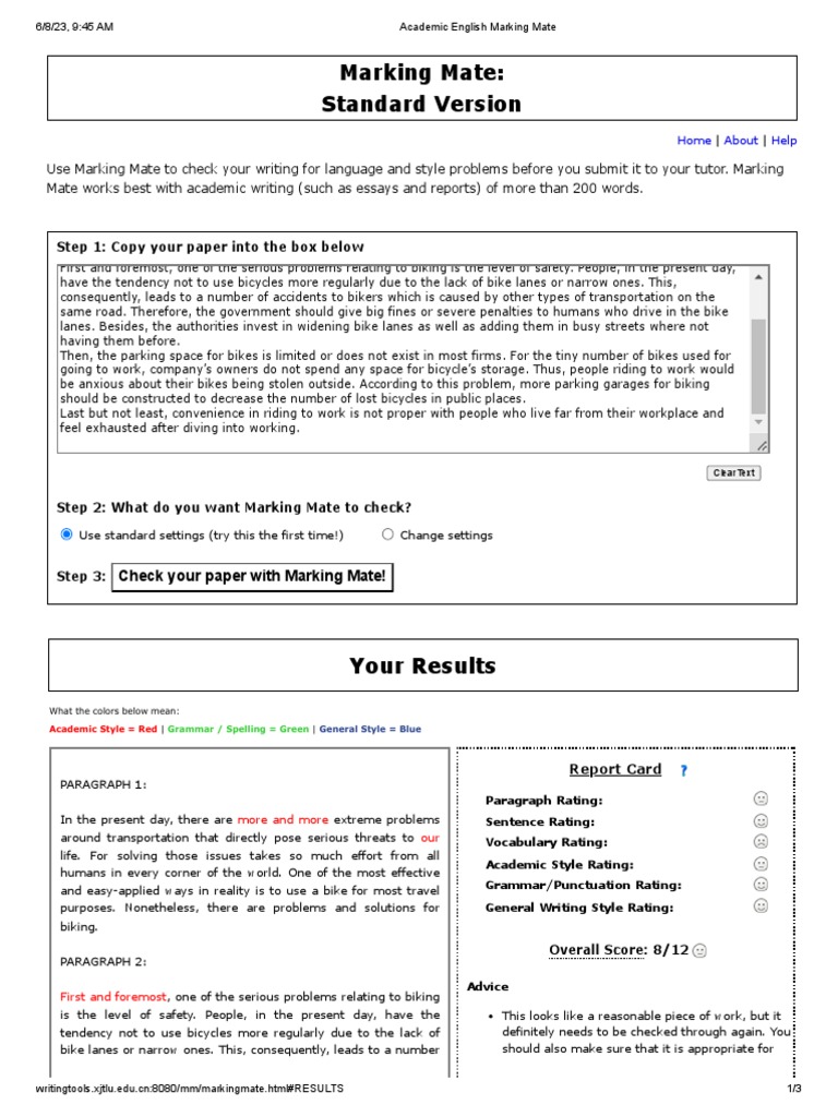 Academic English Marking Mate Guide | PDF | Career & Growth | Computers