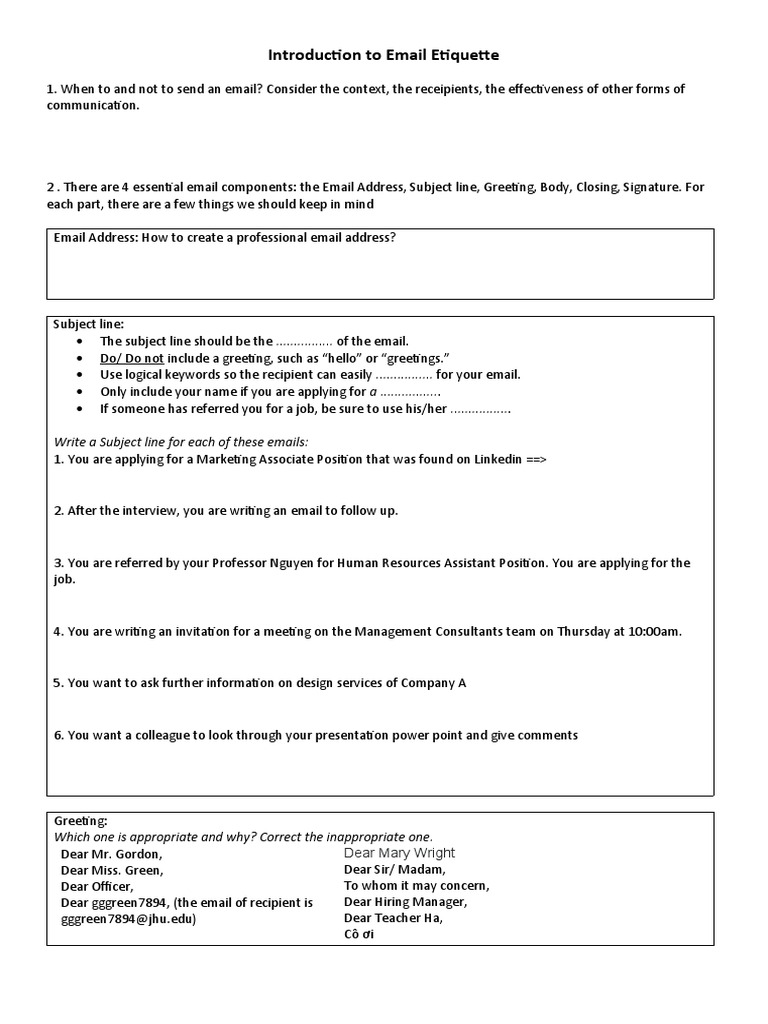 Introduction to Email Etiquette | PDF