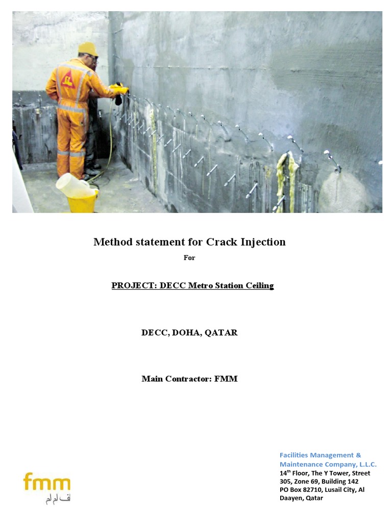 Method Statement For Crack Injection | PDF | Polyurethane | Pump