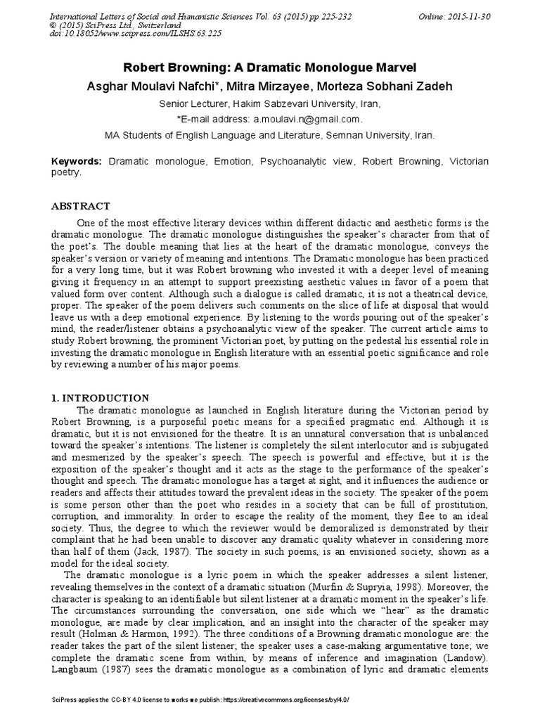 Robert Browning A Dramatic Monologue Mar | PDF | Realism (Arts)