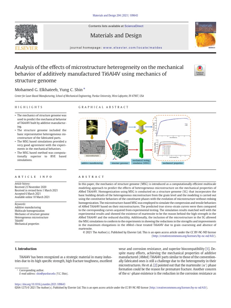 Additive Manufacturing Ti6Al4V Analysis | PDF | Microstructure | Young's Modulus