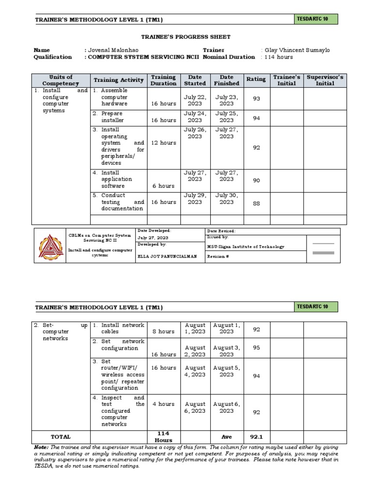Trainees Progress Sheet Panuncialman | PDF | Electronics | Computer Engineering