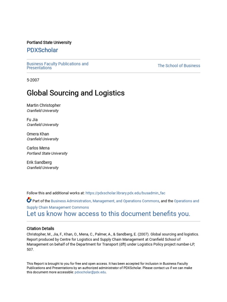 Global Sourcing and Logistics | PDF | Transport | Procurement