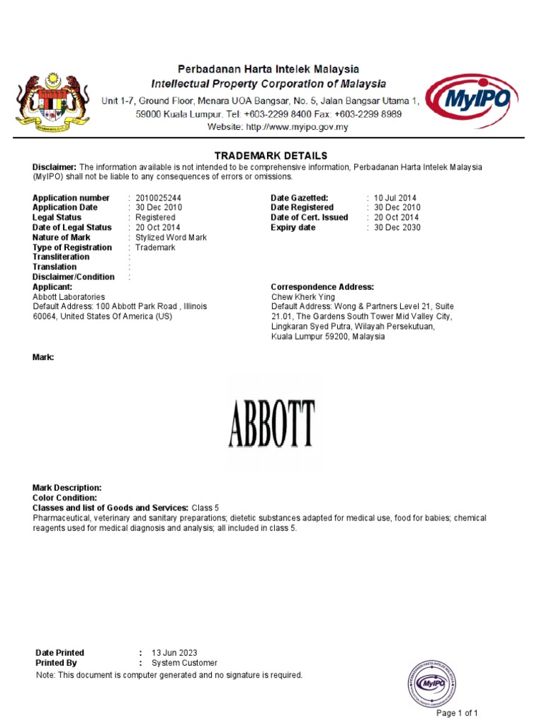 Abbott Trademark | PDF